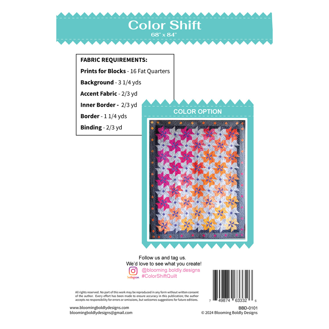 Color Shift Quilt Pattern – Fabric Outlet