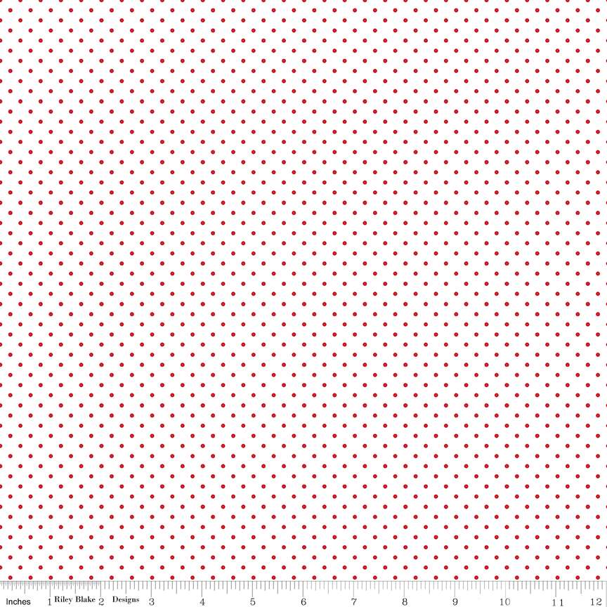Swiss Dot On White Red – Fabric Outlet